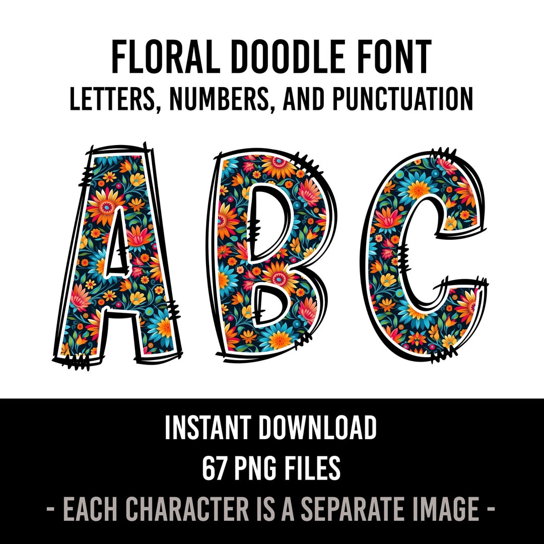 Mexican Floral Alphabet Doodle Font Letters Talavera Numbers Serape ...