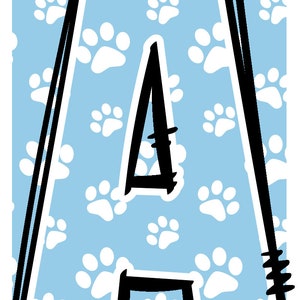 Light Blue Paw Print Alphabet Doodle Font Letters Dog Numbers Puppy ...