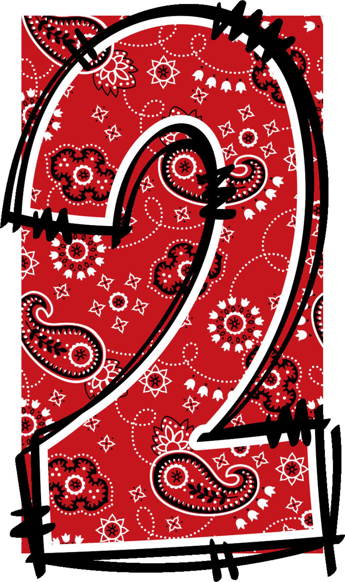 Bandana Doodle Font, Western Letters & Numbers PNG (instant Download ...