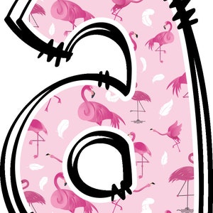 Flamingo Alphabet Doodle Font Letters Tropical Numbers PNG Font ...