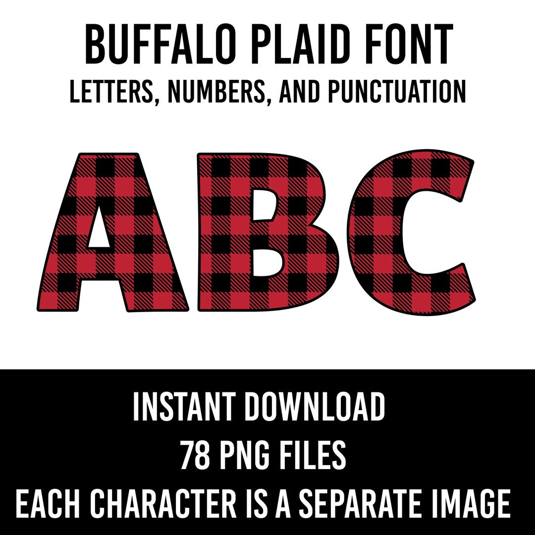 Red Buffalo Plaid Alphabet 26 Flannel Letters Buffalo Plaid Numbers PNG ...