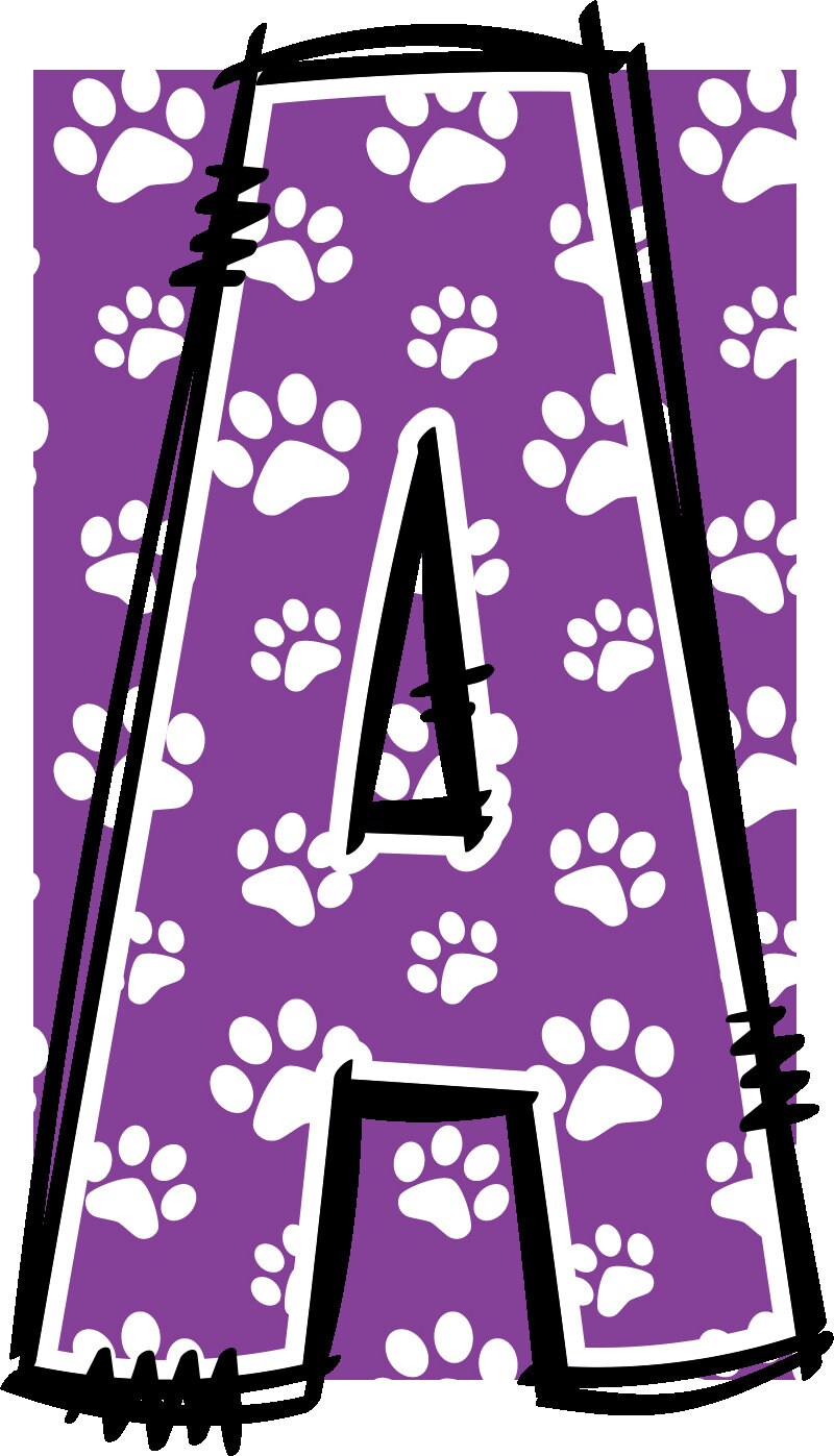 Paw Print Alphabet, Dog Doodle Font, Paw Print Background, Dog Letters ...