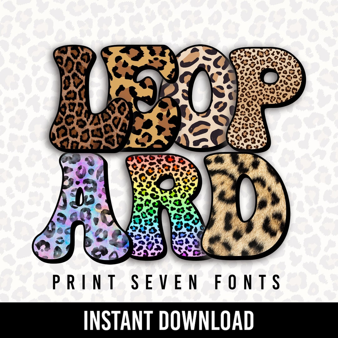 Leopard Print Alphabet Doodle Font Letters Leopard Print Numbers PNG ...