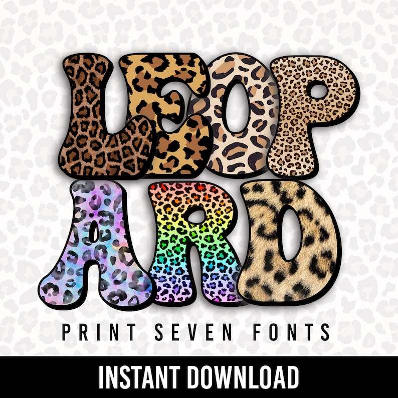 Leopard Print Alphabet Doodle Font Letters Leopard Print Numbers PNG ...