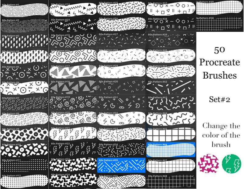 80s Procreate Brushes 50 Retro Procreate Stamps Geometric - Etsy