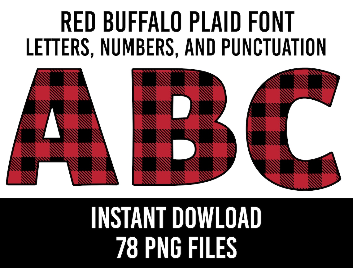 Red Buffalo Plaid Alphabet 26 Flannel Letters Buffalo Plaid - Etsy