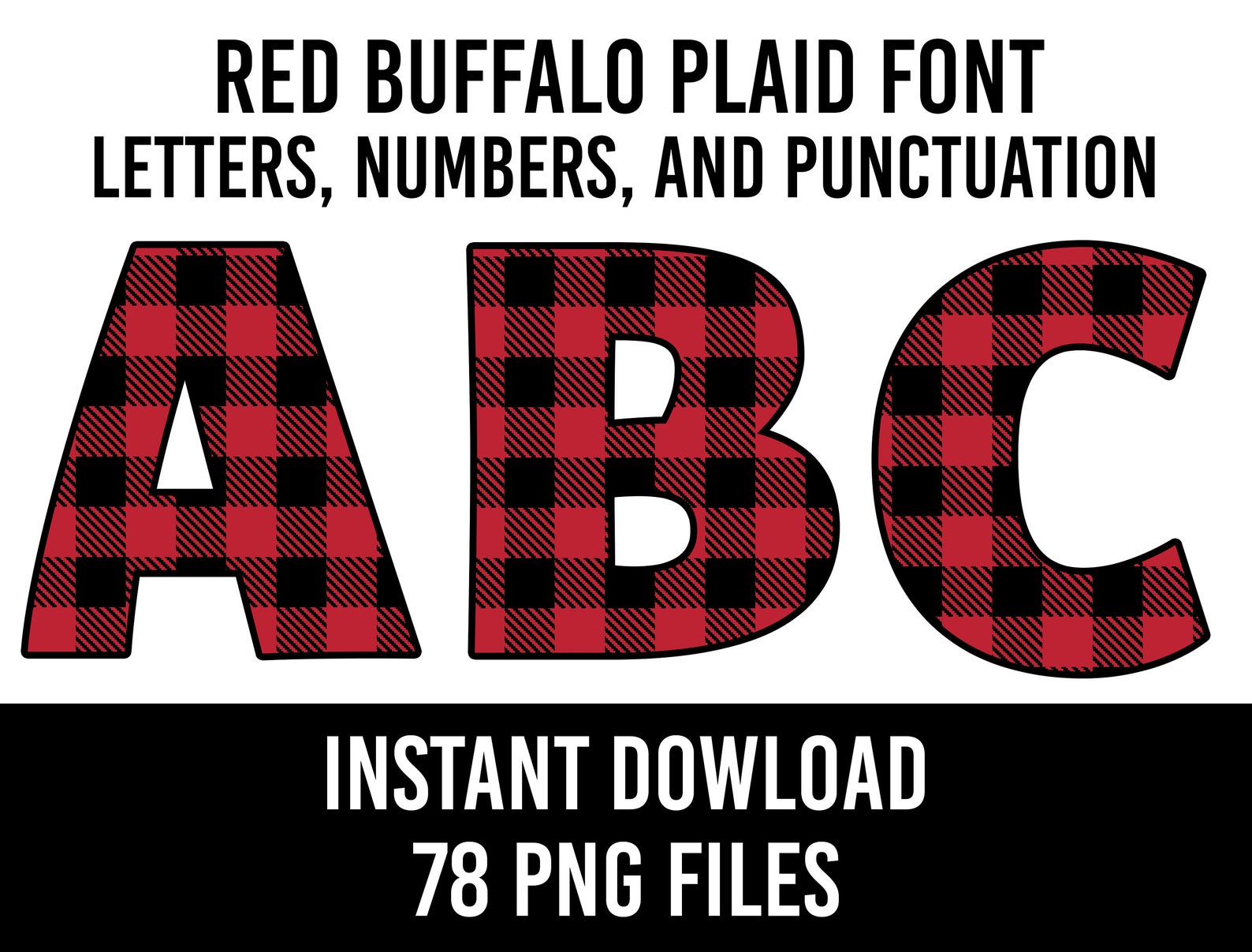 Red Buffalo Plaid Alphabet 26 Flannel Letters Buffalo Plaid - Etsy