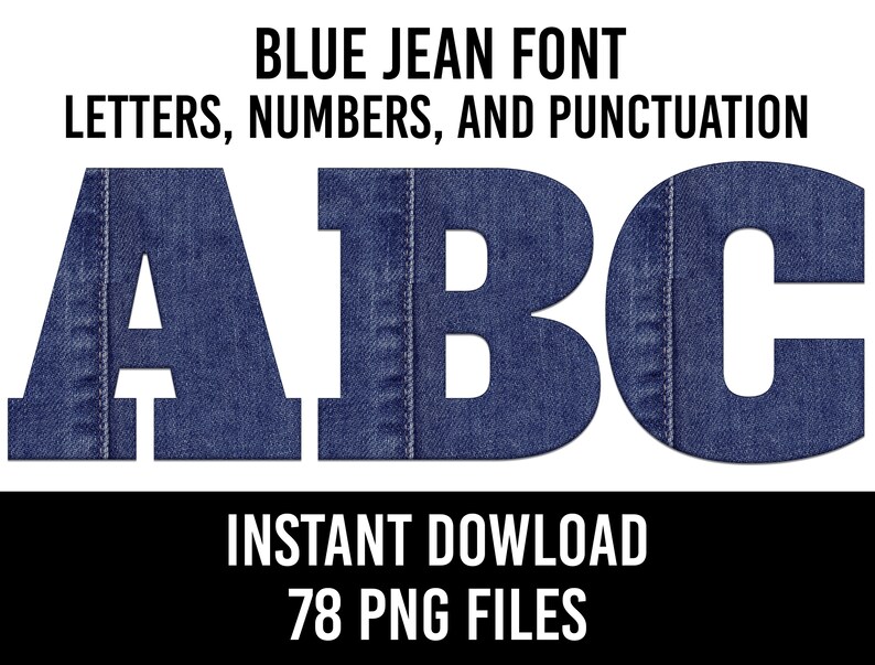 Denim Alphabet 78 Denim Letters PNG File Sublimation Denim - Etsy