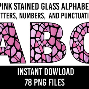 Stained Glass Alphabet 78 Letters Mosaic ABC PNG Font Stained | Etsy
