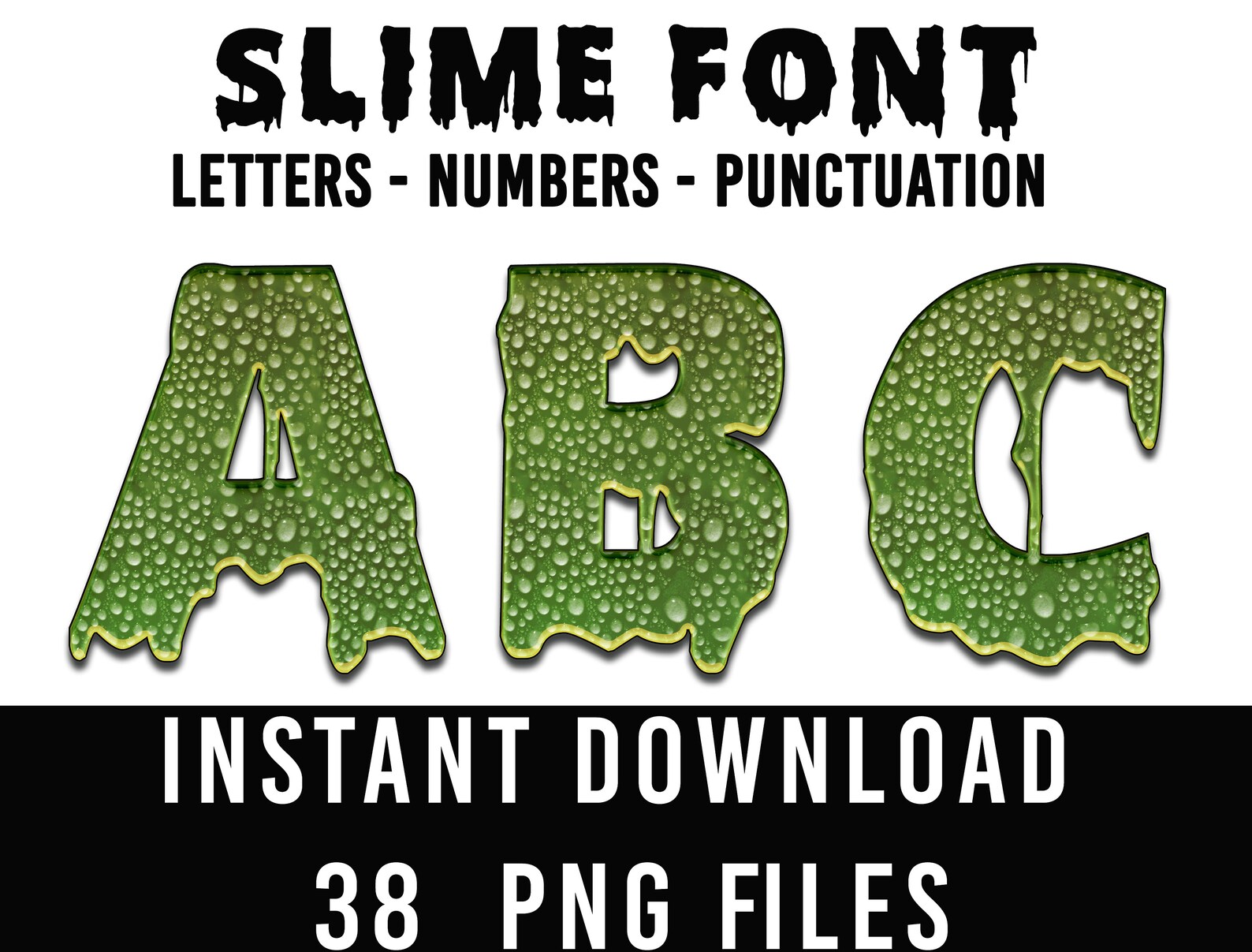 Slime Alphabet 38 Letters Slime Numbers PNG Font Halloween | Etsy