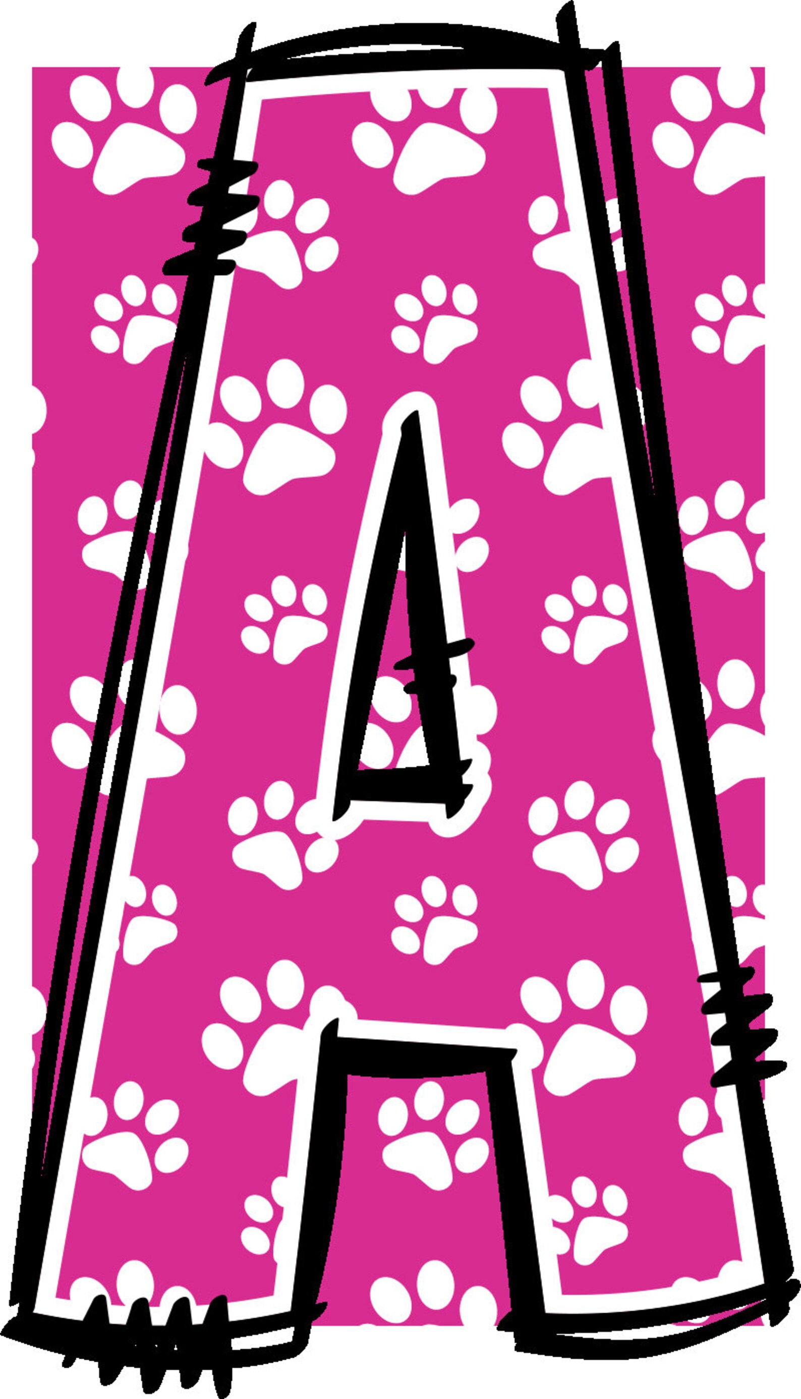 Paw Print Alphabet, Dog Doodle Font, Paw Print Background, Dog Letters ...