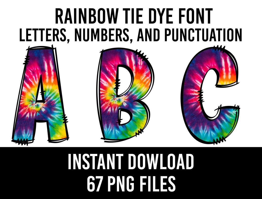 Tie Dye Alphabet Doodle Font Letters Tiedye Numbers PNG Font - Etsy