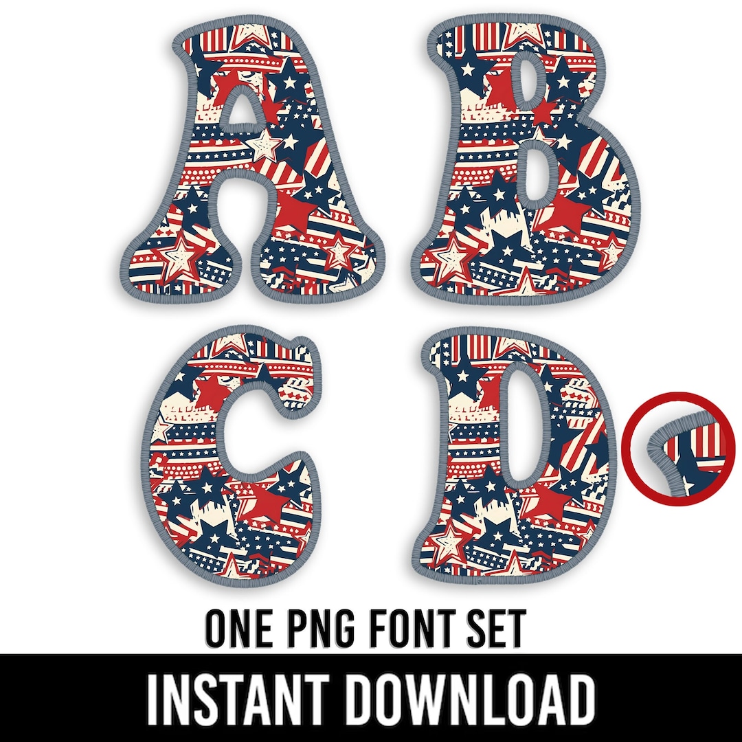 Fourth of July Alphabet, PNG, Glitter, 4th of July Letters, Sublimation ...