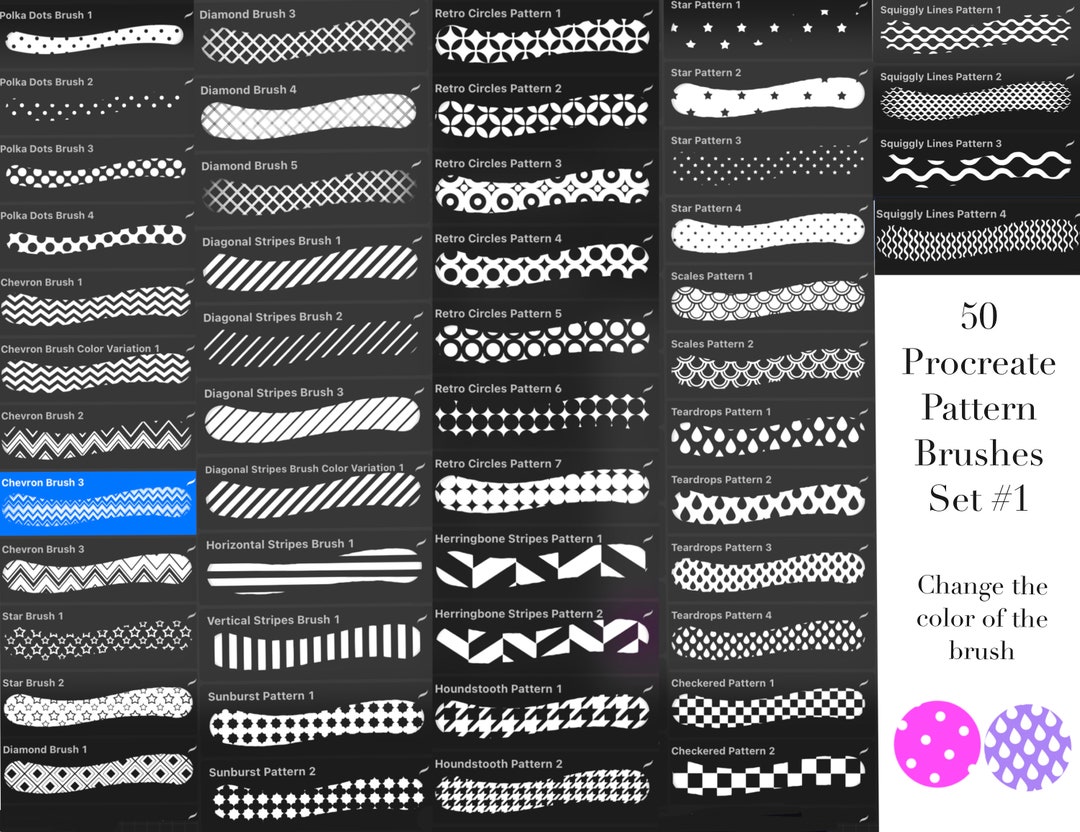 Patterned Procreate Brushes Procreate Stamps Polka Dots - Etsy