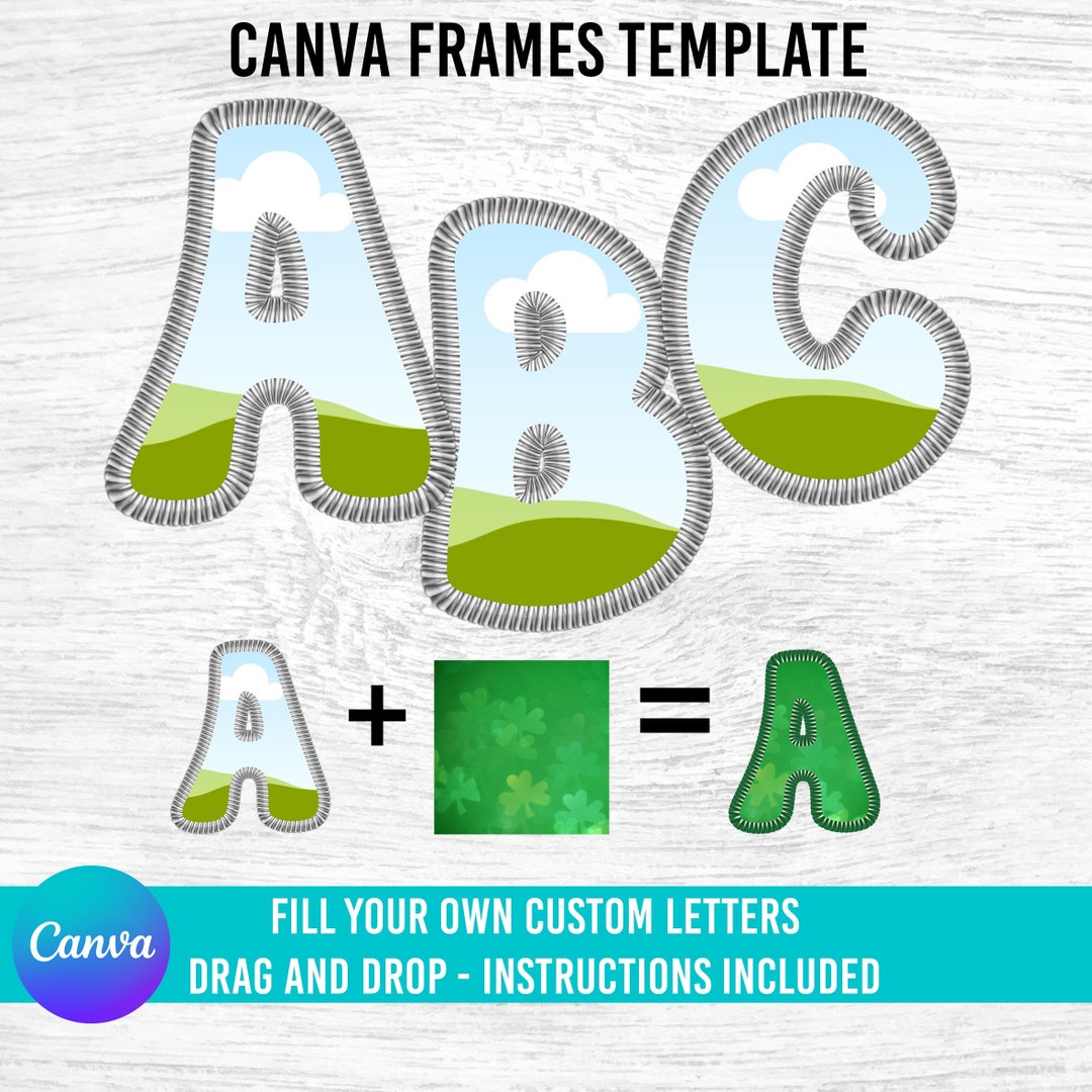 Canva Frames Template, Canva Letter Frame, Font Template, Full Alphabet ...