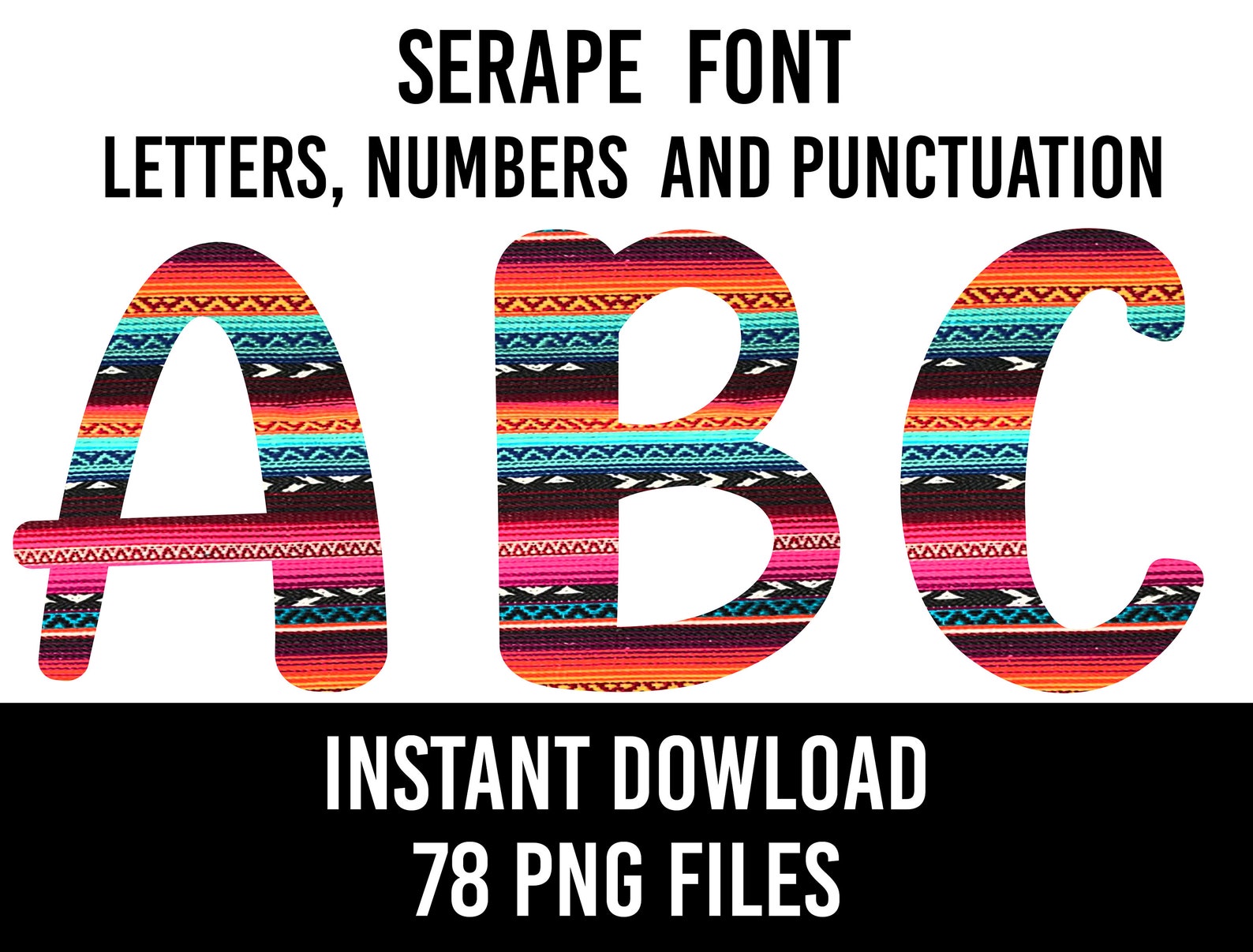 Mexican Serape Alphabet 26 Letters PNG File Serape Serape - Etsy