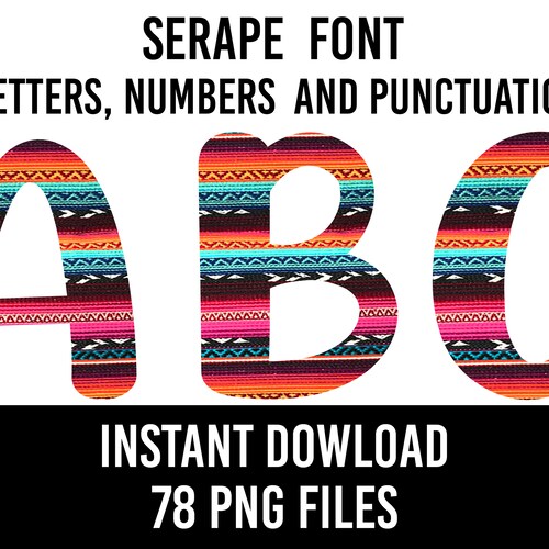 Mexican Serape Alphabet 26 Letters PNG File Serape Serape - Etsy