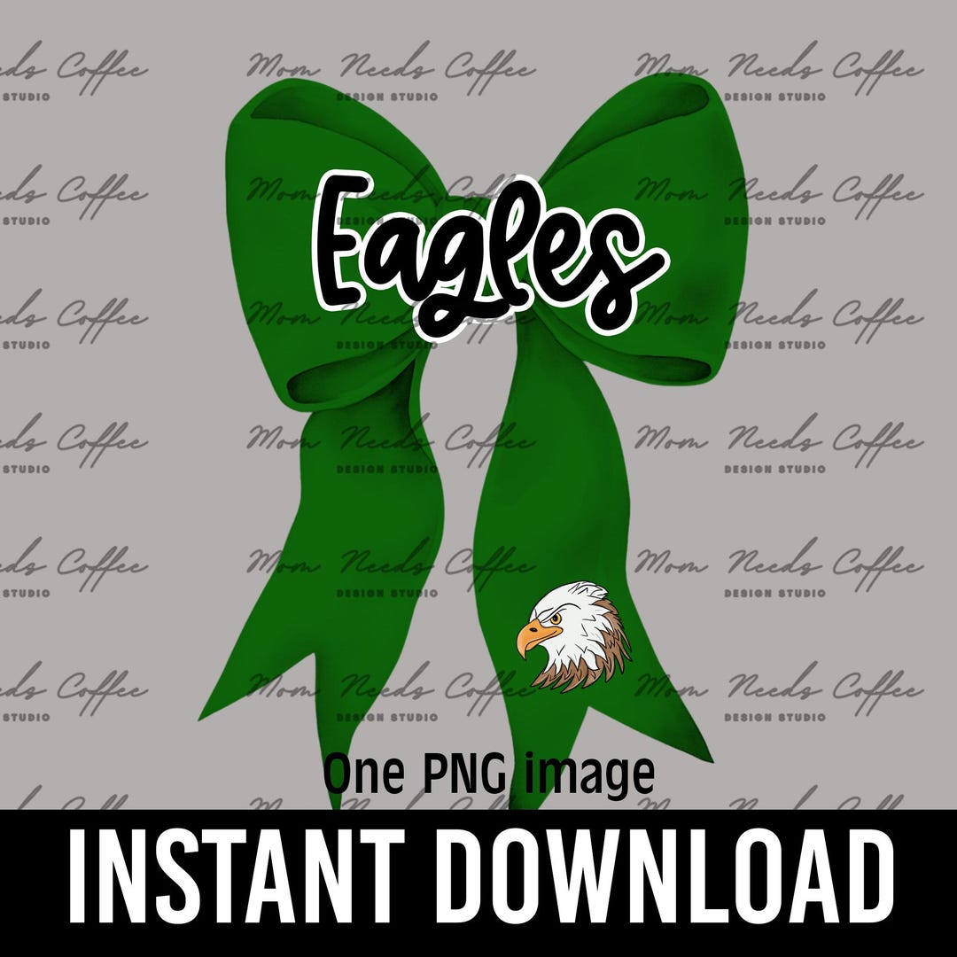 Eagles Football and Coquette Bows PNG, Eagles, Gameday Sublimation, Team Sublimation, Sports PNG ...