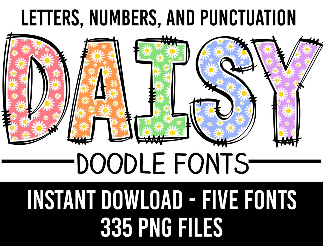 Daisy Alphabet Doodle Font Letters Floral Numbers PNG Daisy - Etsy