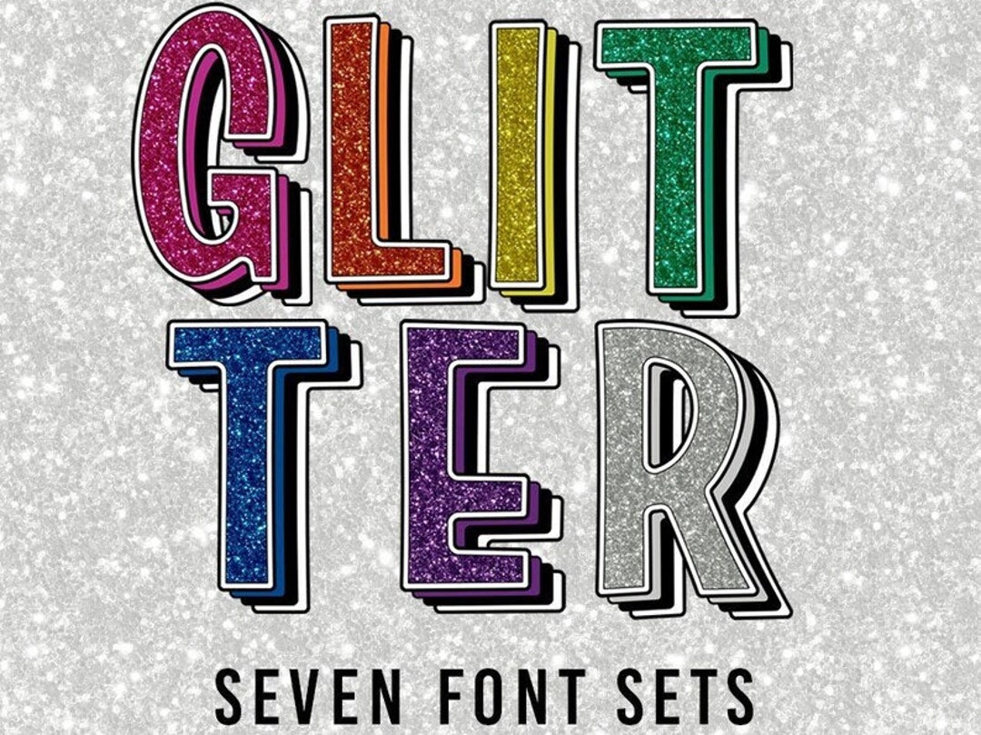 Digital Glitter PNG Alphabets, 12 Pack Bundle, Faux Embroidery, Glitz ...