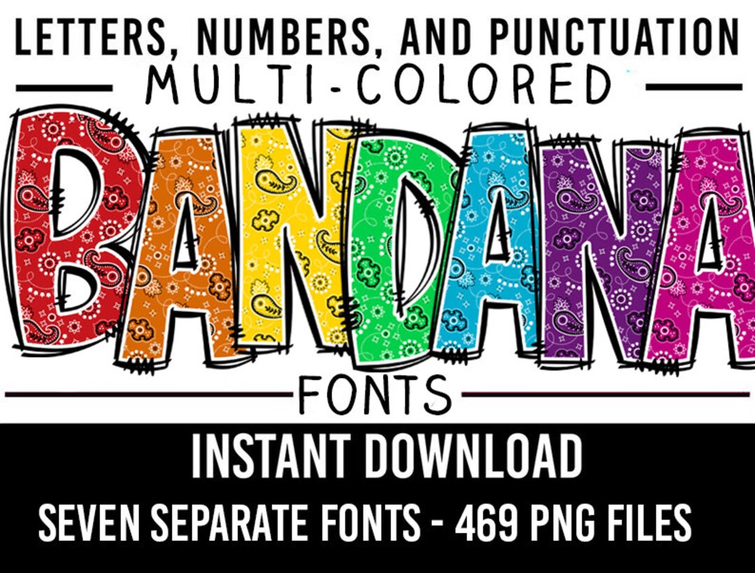 Bandana Alphabets Doodle Font Letters Western Numbers PNG Font - Etsy