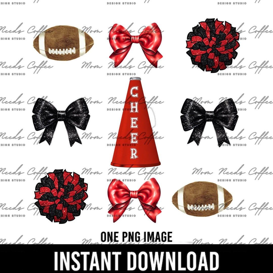 Cheer Football Coquette Bows PNG, Gameday Sublimation, Cut and Print ...