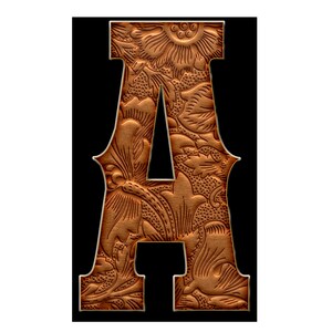 Tooled Leather Alphabets Doodle Font Letters Western Numbers PNG Font ...