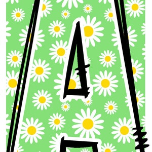 Daisy Alphabet Doodle Font Letters Floral PNG Summer Spring Sublimation ...