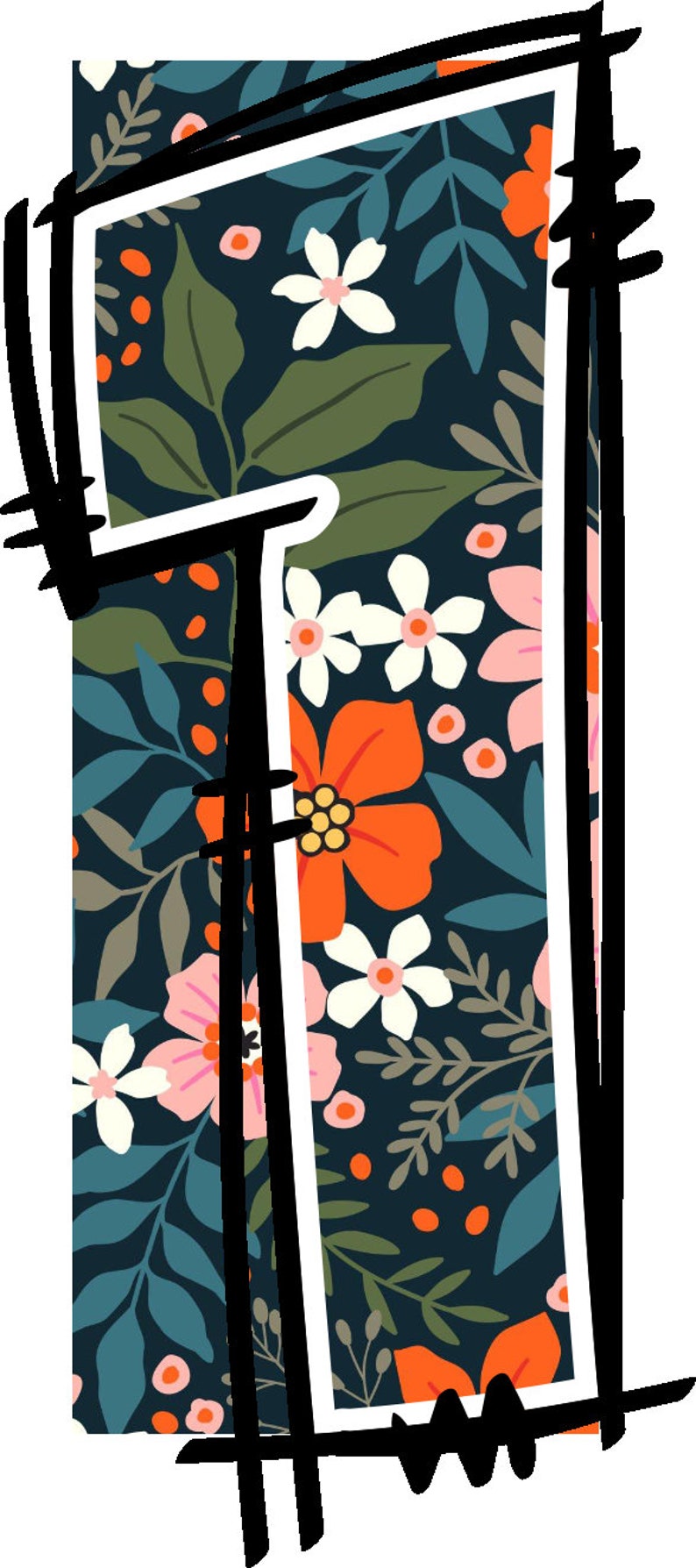 Retro Flower Alphabet Doodle Font Letters Floral Numbers PNG - Etsy