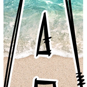 Beach Alphabet Doodle Font, Summer Letters, Numbers PNG Font, Beach ...