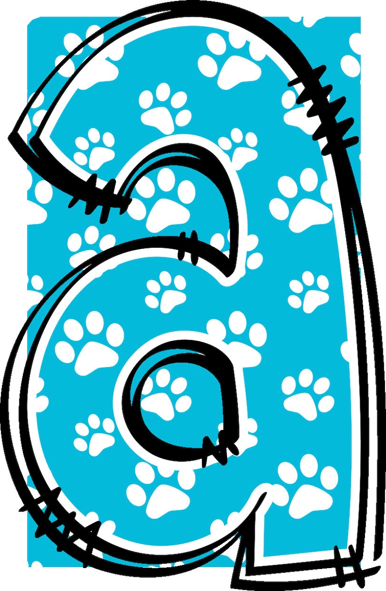 Paw Print Alphabet Doodle Font Letters Dog Numbers Puppy Sublimation ...