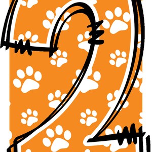 Orange Paw Print Alphabet Doodle Font Letters Dog Numbers Puppy ...