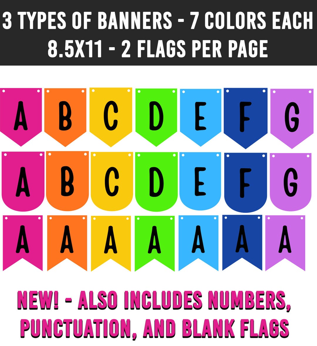 Bright Bulletin Board Letters & Numbers: Classroom Bunting (digital ...
