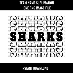 Sharks PNG Transfer Mascot Digital Download PNG Stacked School Spirit ...