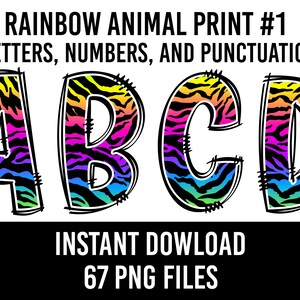 Animal Print Alphabet Doodle Font Letters Zebra Print Numbers - Etsy