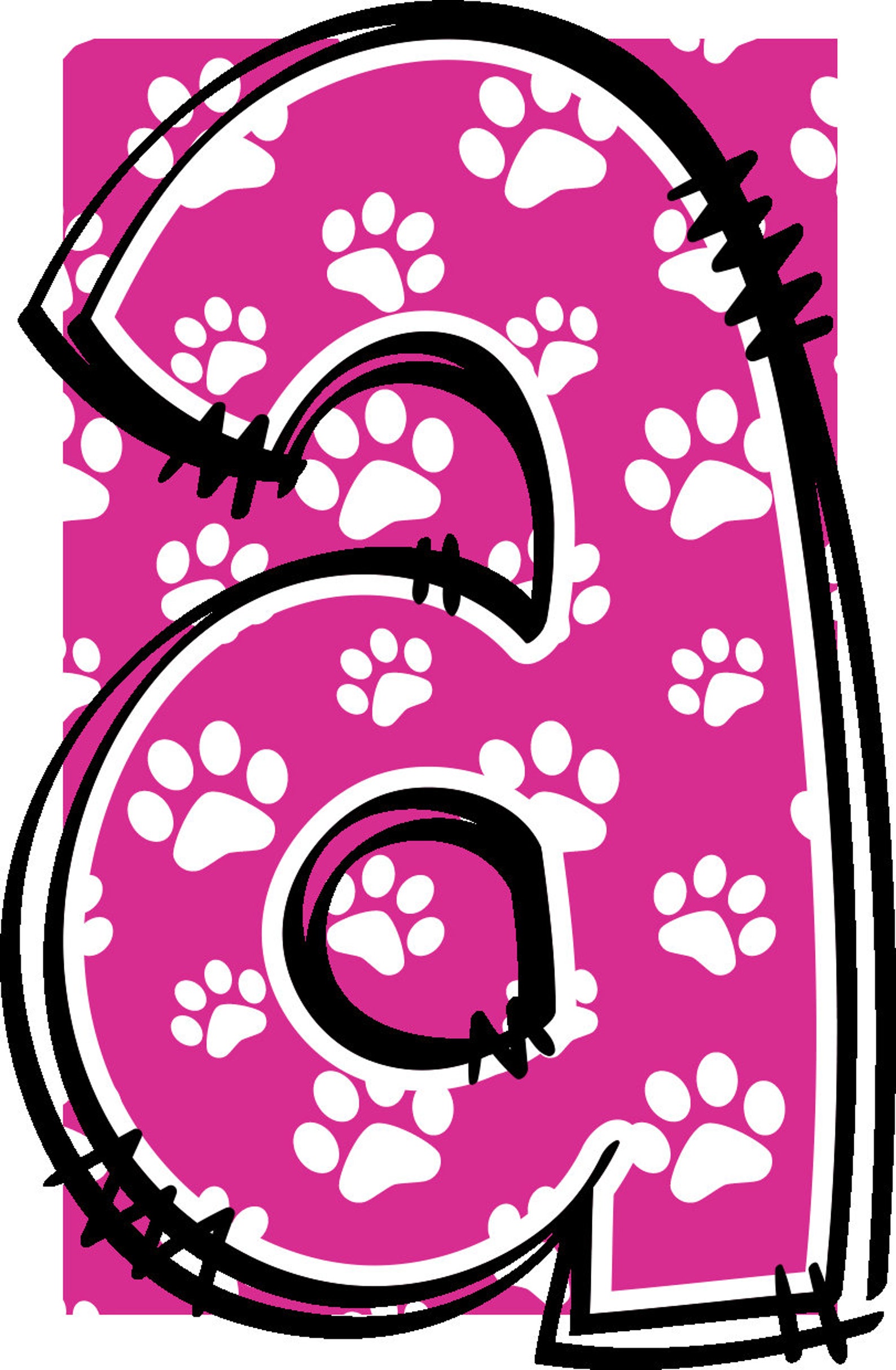 Paw Print Alphabet Doodle Font Letters Dog Numbers Puppy Sublimation ...