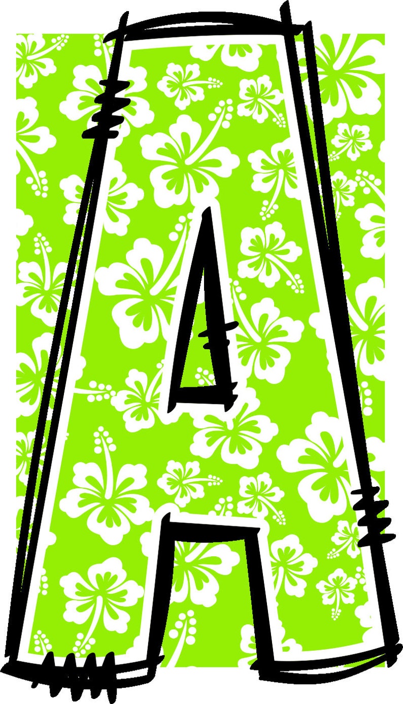 Hawaiian Alphabet Tropical Doodle Font Letters Summer Numbers PNG Font ...