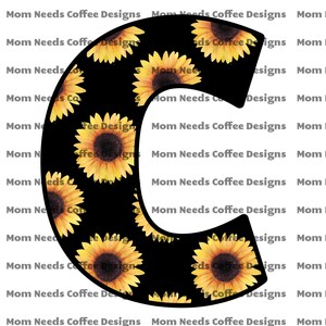 Sunflower Alphabet 78 Letters Sunflower Numbers PNG Font Sunflowers ...