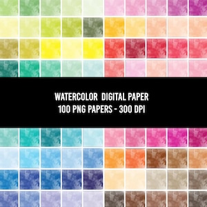 100 Watercolor Texture Digital Papers, Commercial Use Instant Download ...