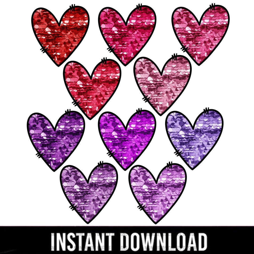 Sequin Hearts Clipart, Heart PNG, Red and Pink Hearts, Valentines ...