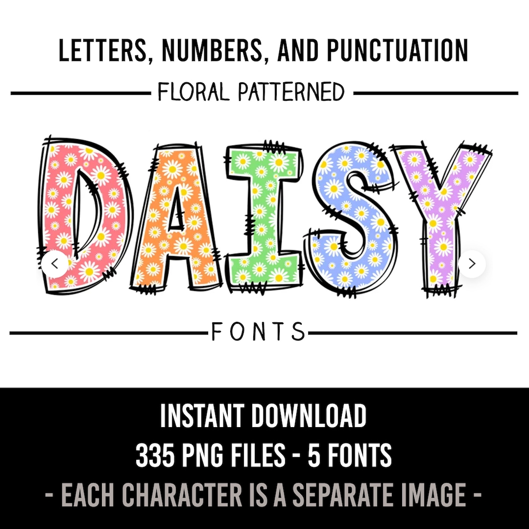 Daisy Alphabet Doodle Font Letters Floral Numbers PNG Daisy Flower ...