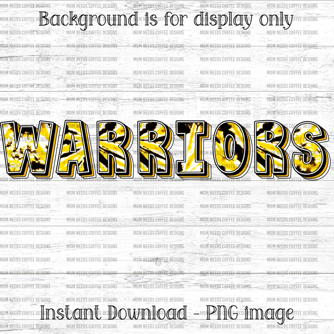 Warriors PNG Transfer Mascot Digital Download PNG Tie-dye Yellow and ...