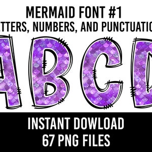 Mermaid Alphabet Doodle Font Letters Mermaid Numbers PNG Font - Etsy