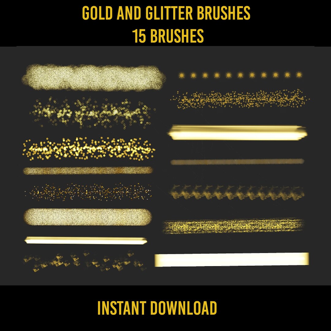 Gold Procreate Brushes, Glitter Procreate Stamps, Procreate Brush, Shimmer Brush, Glitter Brush ...