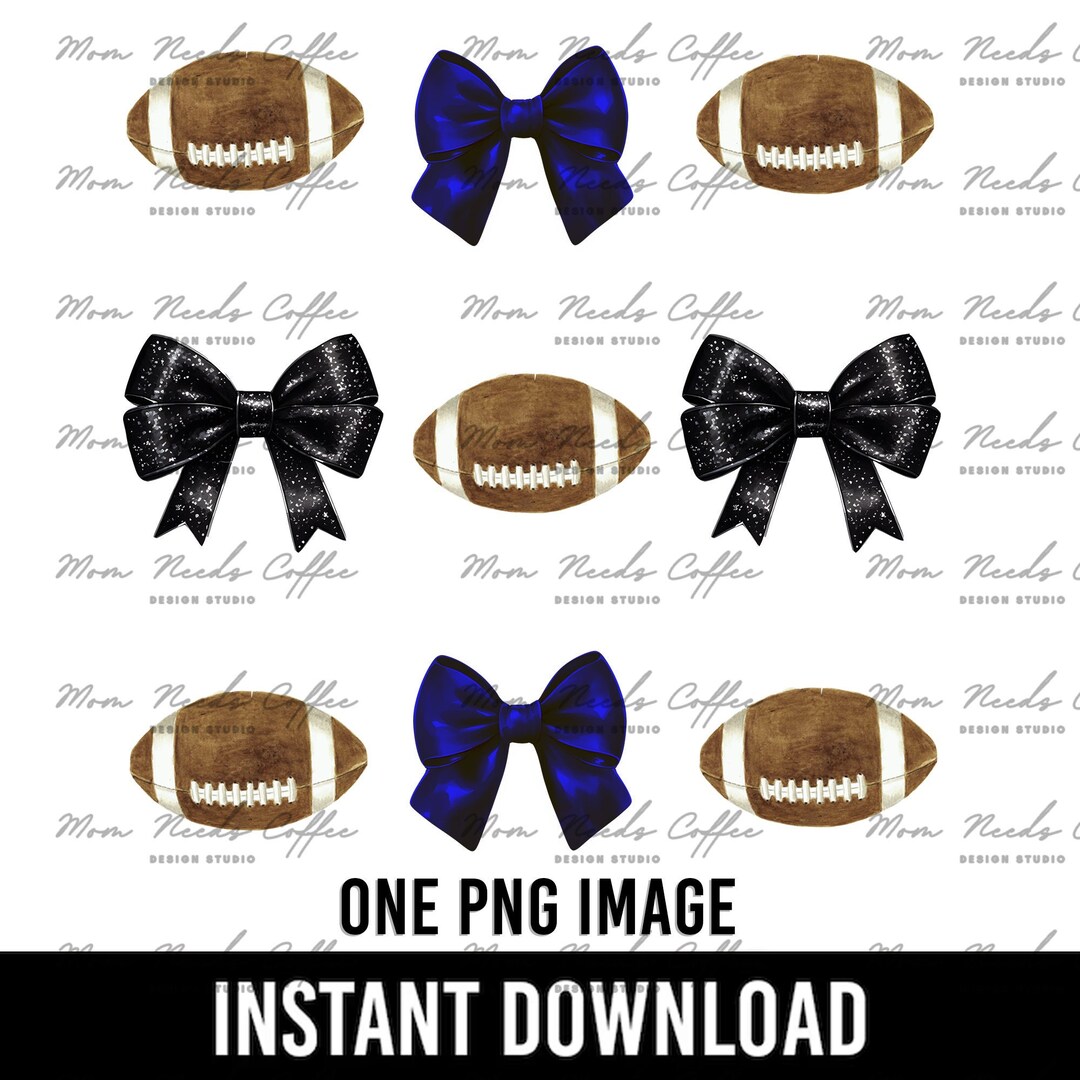 Football and Coquette Bows PNG, Gameday Sublimation, Cut and Print ...