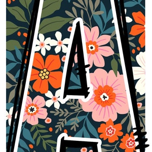 Retro Flower Alphabet Doodle Font Letters Floral Numbers PNG Font ...