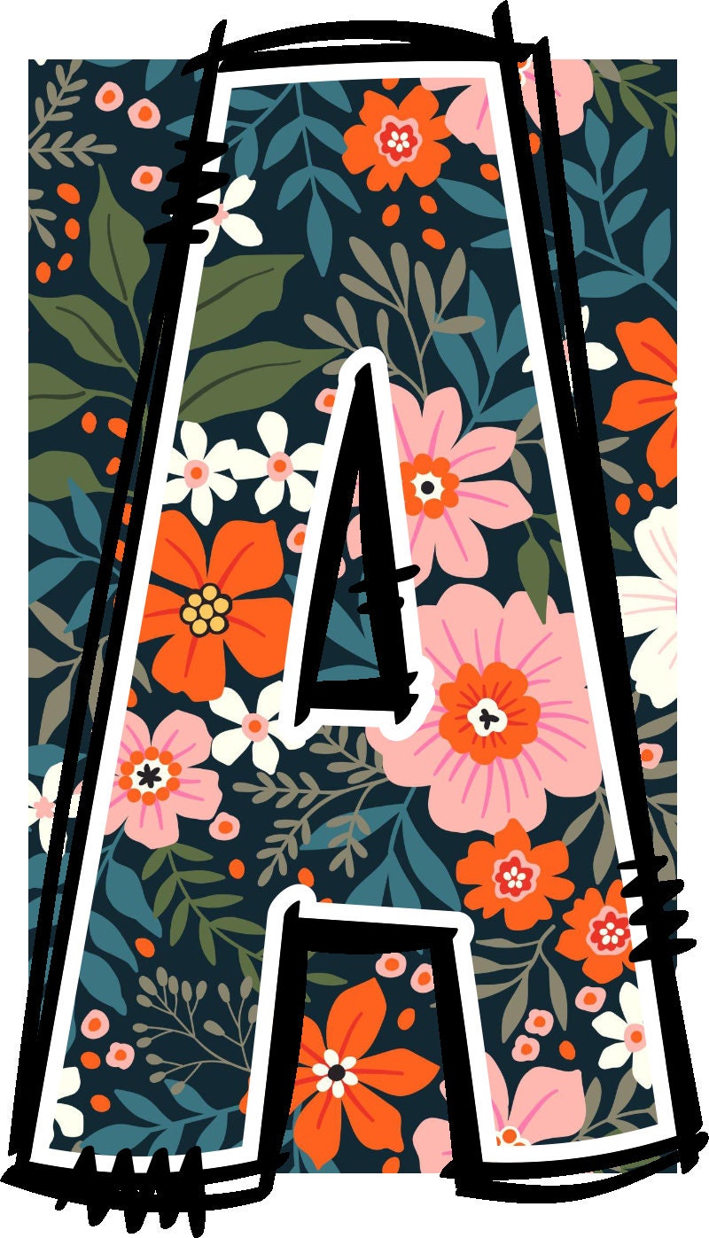 Retro Flower Alphabet Doodle Font Letters Floral Numbers PNG - Etsy