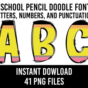 Teacher Doodle Letters Back to School Pencil Hand Drawn - Etsy