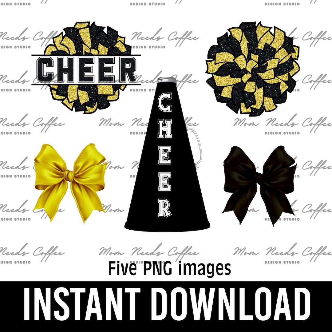 Gold and Black Cheer Clipart Bundle PNG, Gameday Sublimation, Team ...