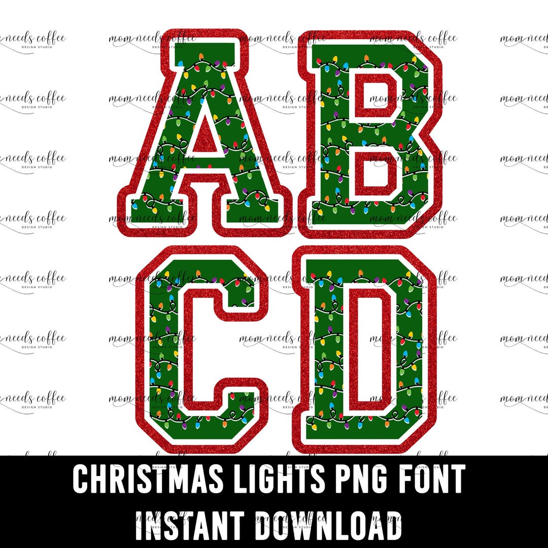 Christmas Lights Alphabet, Christmas PNG, Sublimation Designs, Letters ...